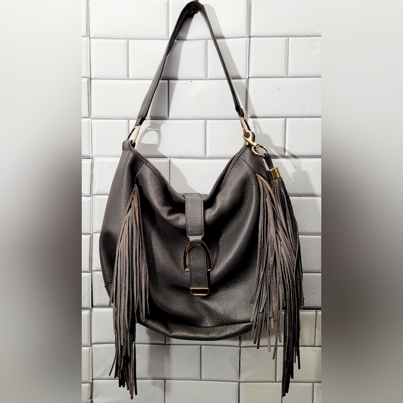 G.I.L.I. | Bags | Gili Ladies Gray Leather Hobo Style Shoulder Purse ...